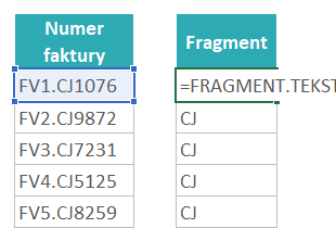 FRAGMENT.TEKSTU w Excelu - budowa funkcji, zastosowanie - Poradnik Excel