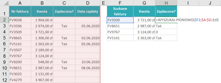 WYSZUKAJ PIONOWO - Poradnik Excel